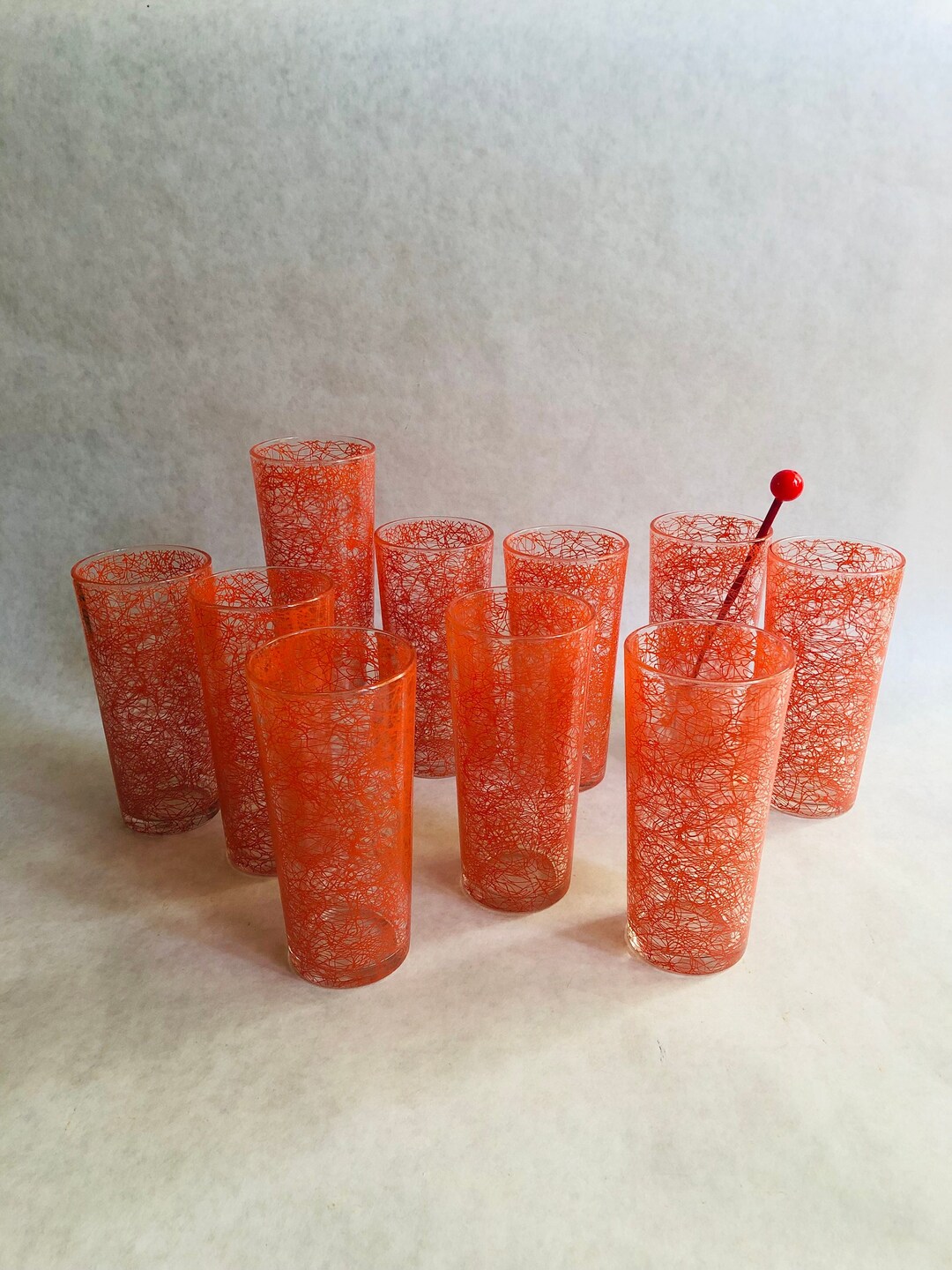 Rare Scribble Glass Tumblers, Vintage Scribble Glass Tumblers, Vintage ...