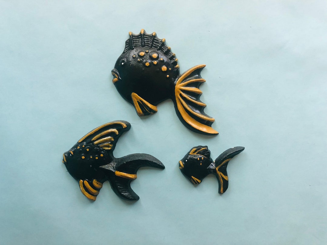 Vintage Chalkware Fish Plaques, Vintage Chalkware Fish, MCM Plaster ...