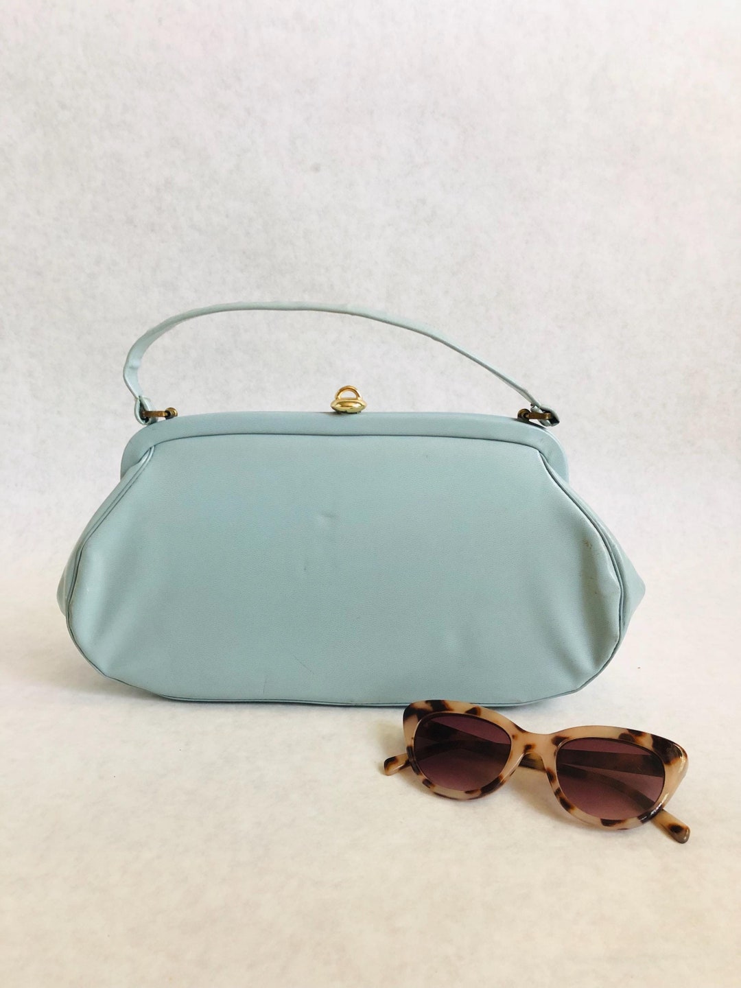 Vintage Midcentury Purse, Vintage Baby Blue Purse, MCM Blue Purse ...