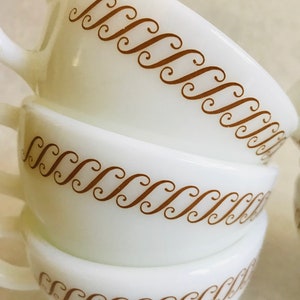 Vintage Pyrex Milk Glass Teacups Pyrex Brown Curlicue Cups - Etsy