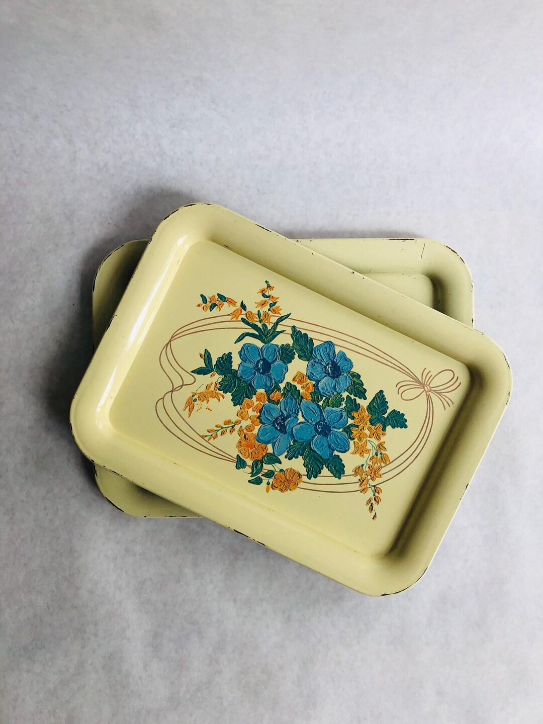 Vintage Flower Trays, Vintage Tin Flower Trays, Pair Vintage Floral ...