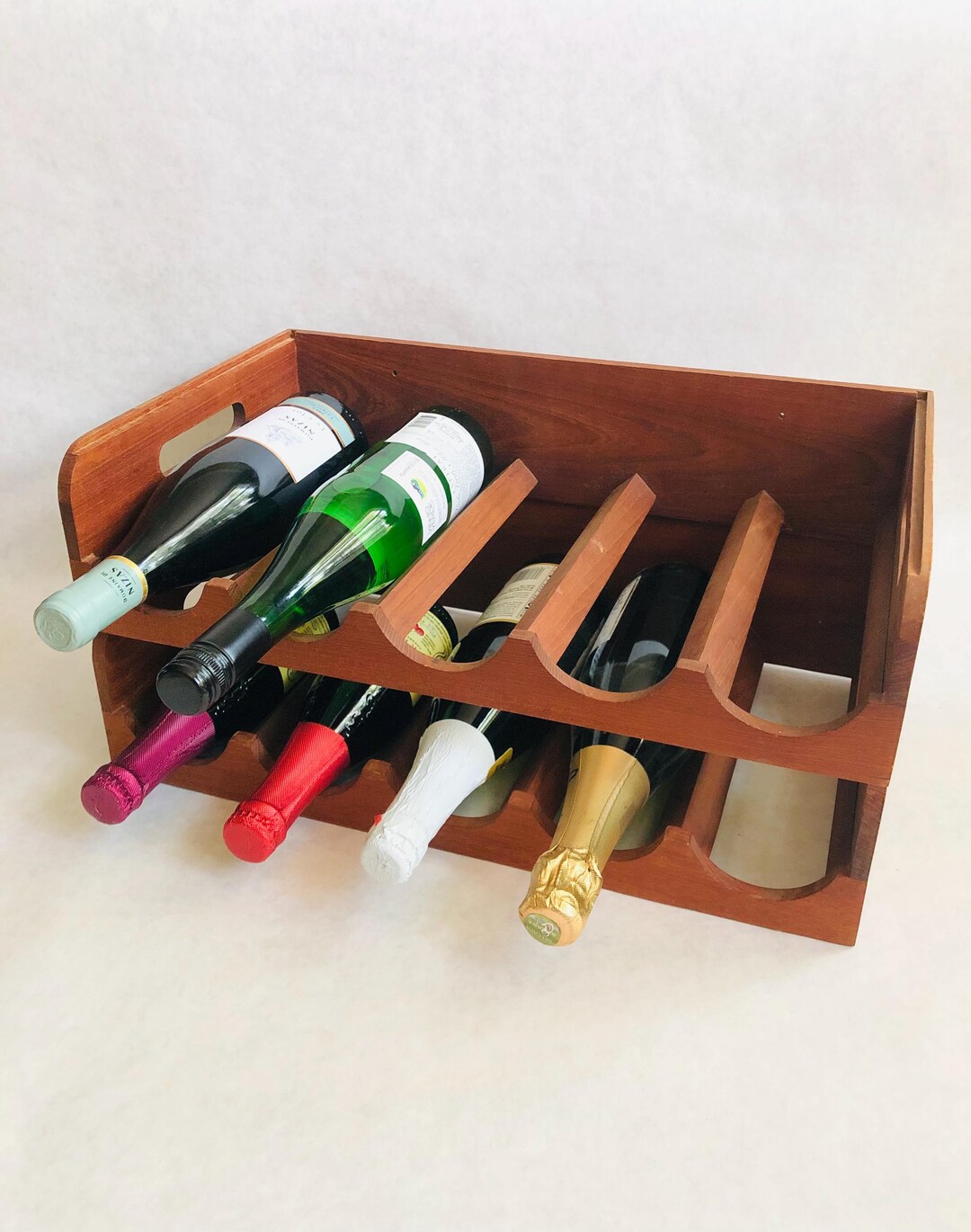 Vintage Teak Wine Racks, Teak Wine Racks, Stackable Wooden Wine Racks ...