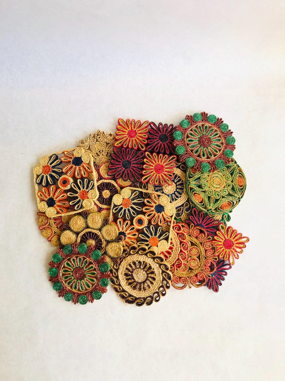 Vintage Raffia Trivet Pair 1-6, Vintage Pair Trivets, Vintage Kitchen ...