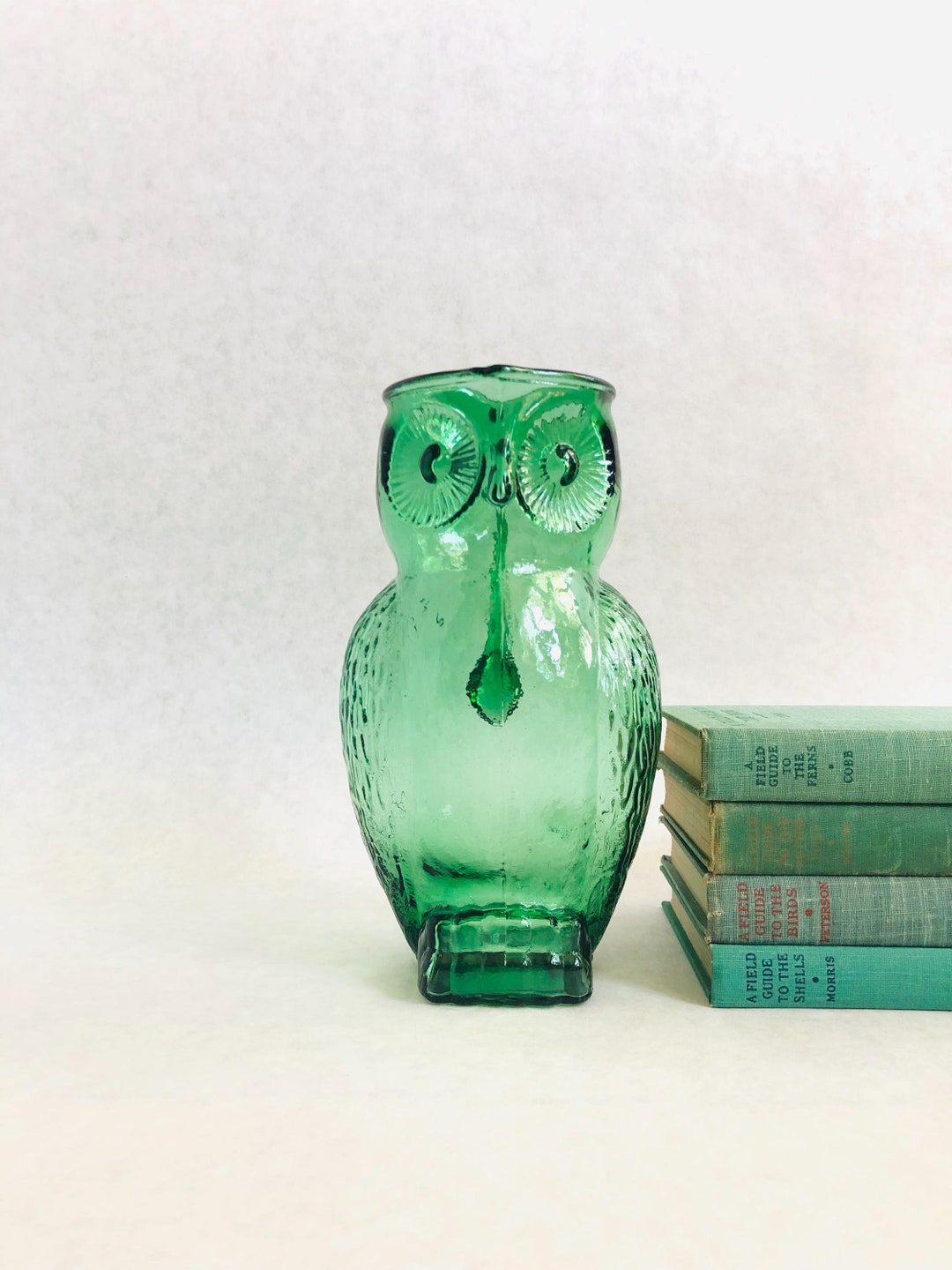 Vintage Green Glass Owl Pitcher, Green Owl Pitcher, Vintage Owl Pitcher ...