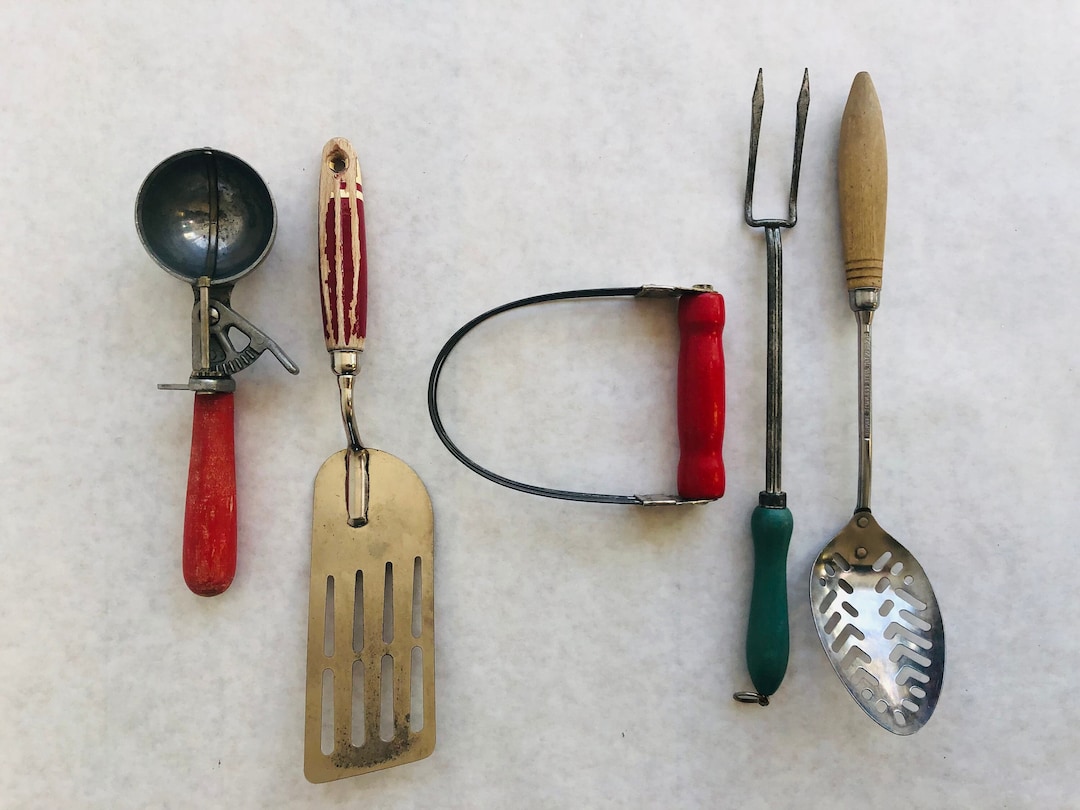 Vintage Kitchen Utensils, Vintage Wood-handled Cooking Utensils ...