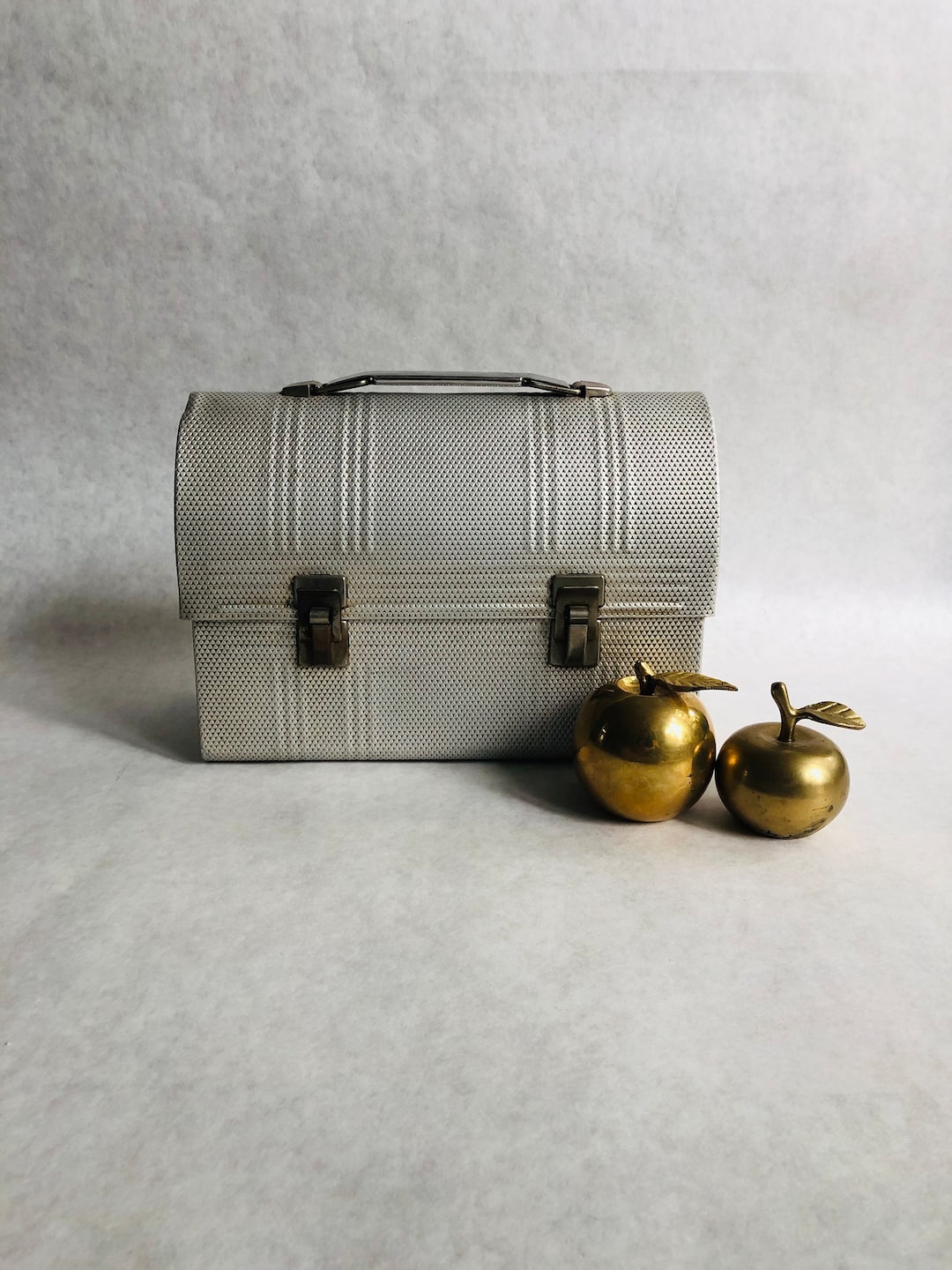 Vintage Aluminum Lunch Box, Vintage Lunch Box, Silver Lunchbox, Vintage ...