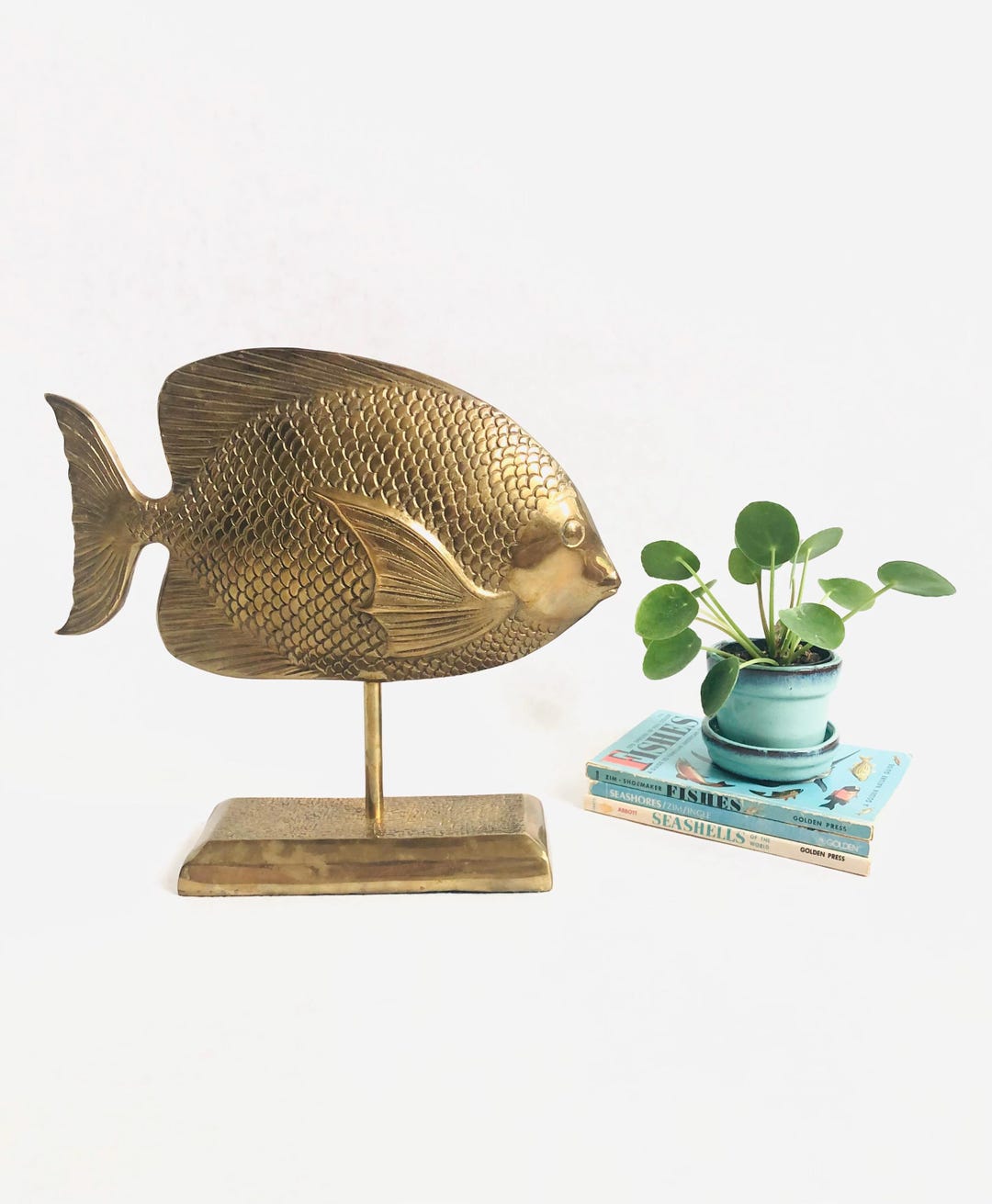 Rare Vintage Brass Fish Sculpture, Vintage Brass, Beach House Decor ...