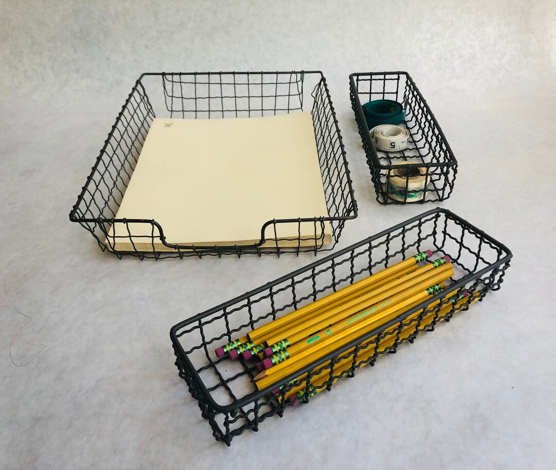 Antique Paper Tray Set, Vintage Paper Tray Basket, Antique Paper Tray ...