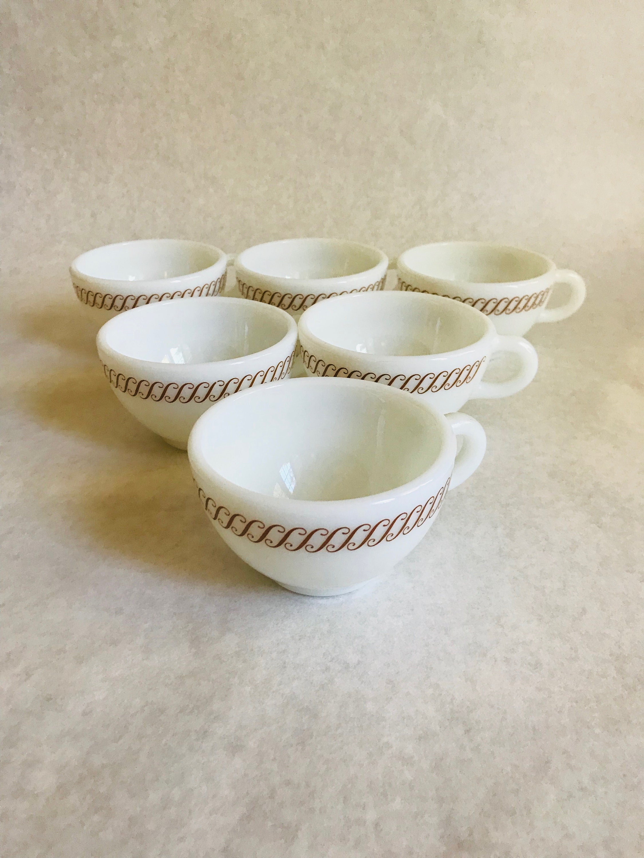 Vintage Pyrex Milk Glass Teacups Pyrex Brown Curlicue Cups - Etsy