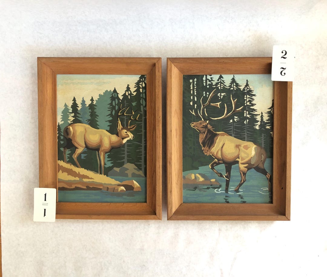 Vintage Elk Paint by Number Painting, Cabin Decor - Etsy