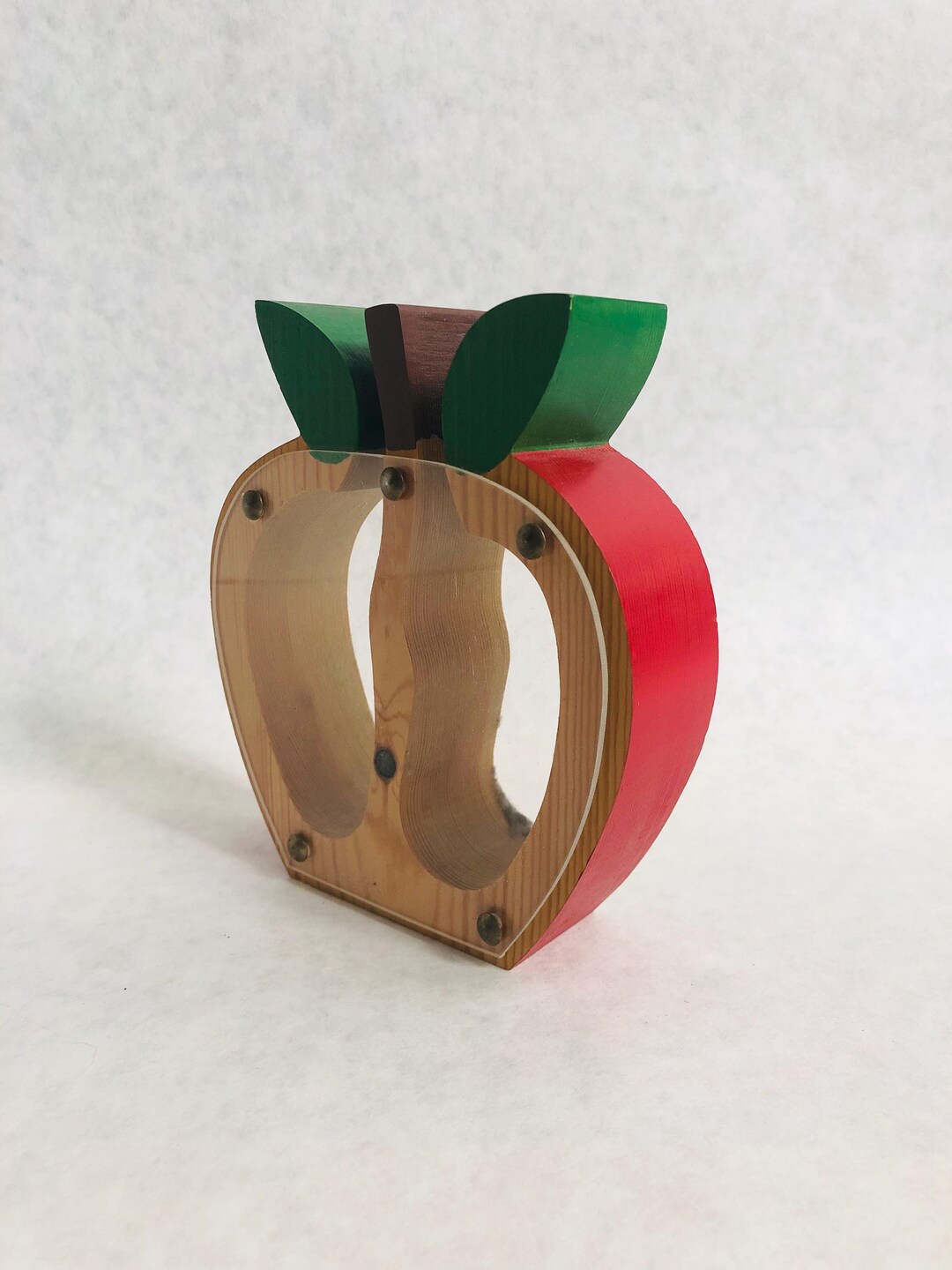 Vintage Apple Bank, Vintage Wood and Lucite Apple Bank, Vintage Bank ...