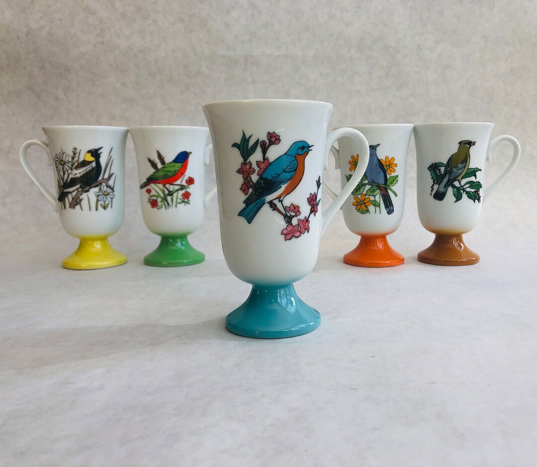 Vintage Fred Roberts Wild Bird Pedestal Mugs, Vintage Bird Mugs ...
