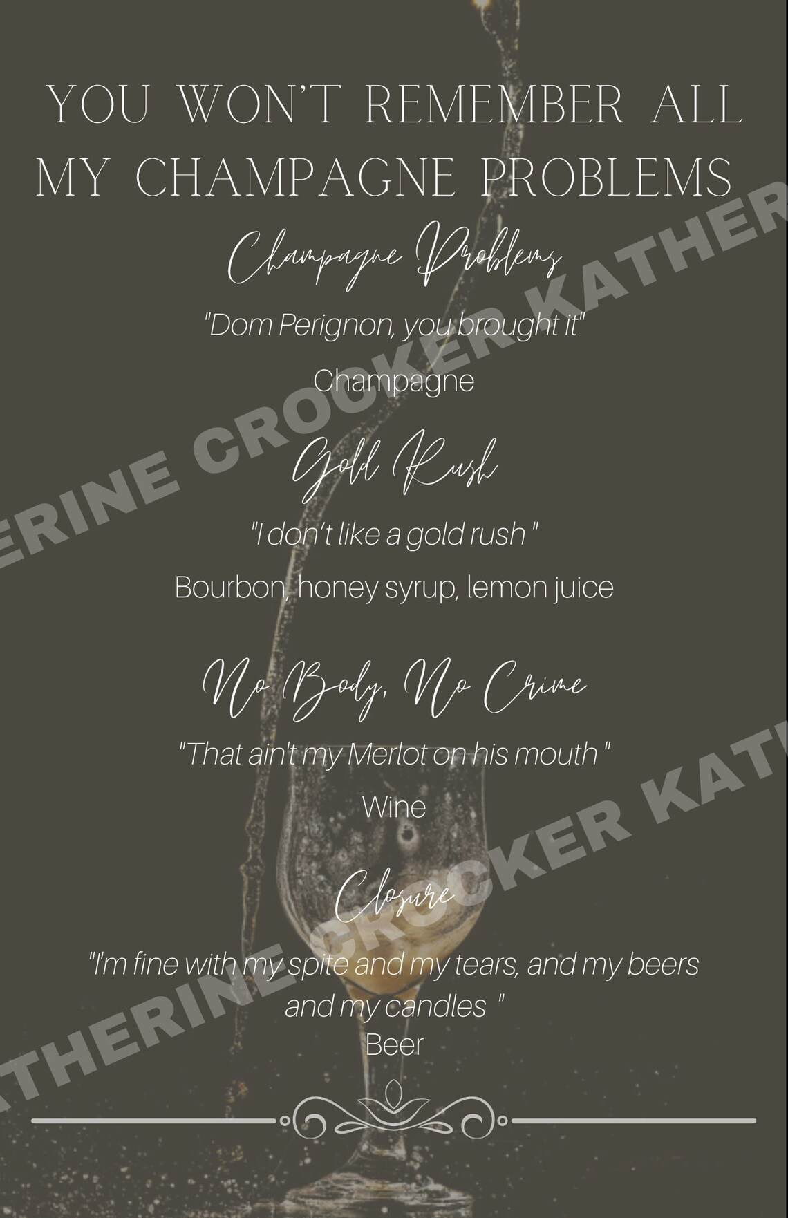 BUNDLE Taylor Swift-themed Cocktail Menus CUSTOMIZABLE - Etsy