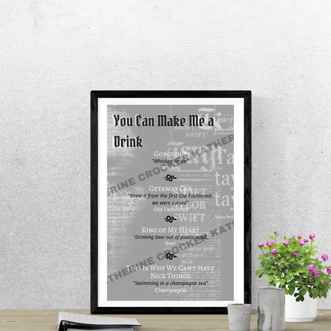 REPUTATION Customizable Taylor Swift Themed Cocktail Menu - Etsy