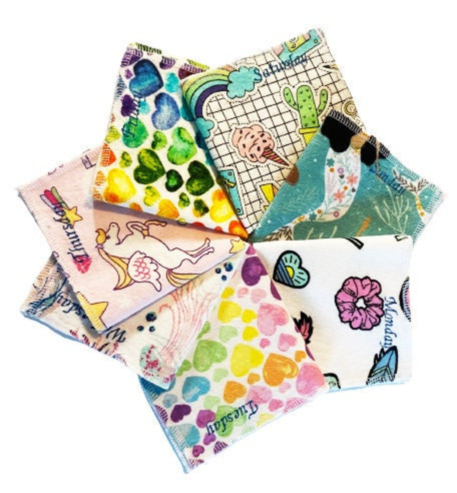Days of the Week Handkerchiefs Set of 7 Girls Handkerchiefs - Etsy