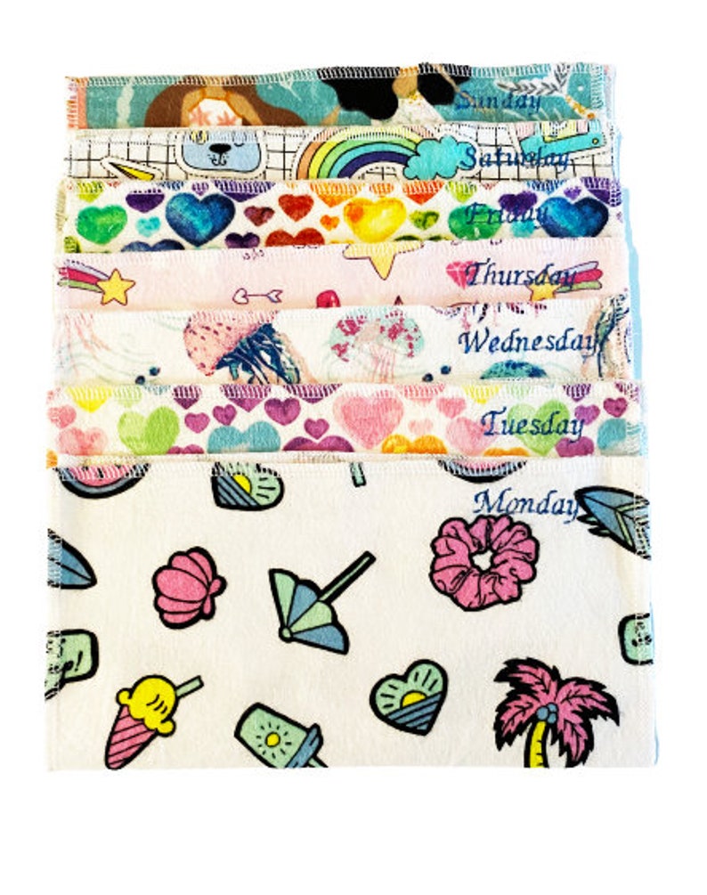 Days of the Week Handkerchiefs Set of 7 Girls Handkerchiefs - Etsy