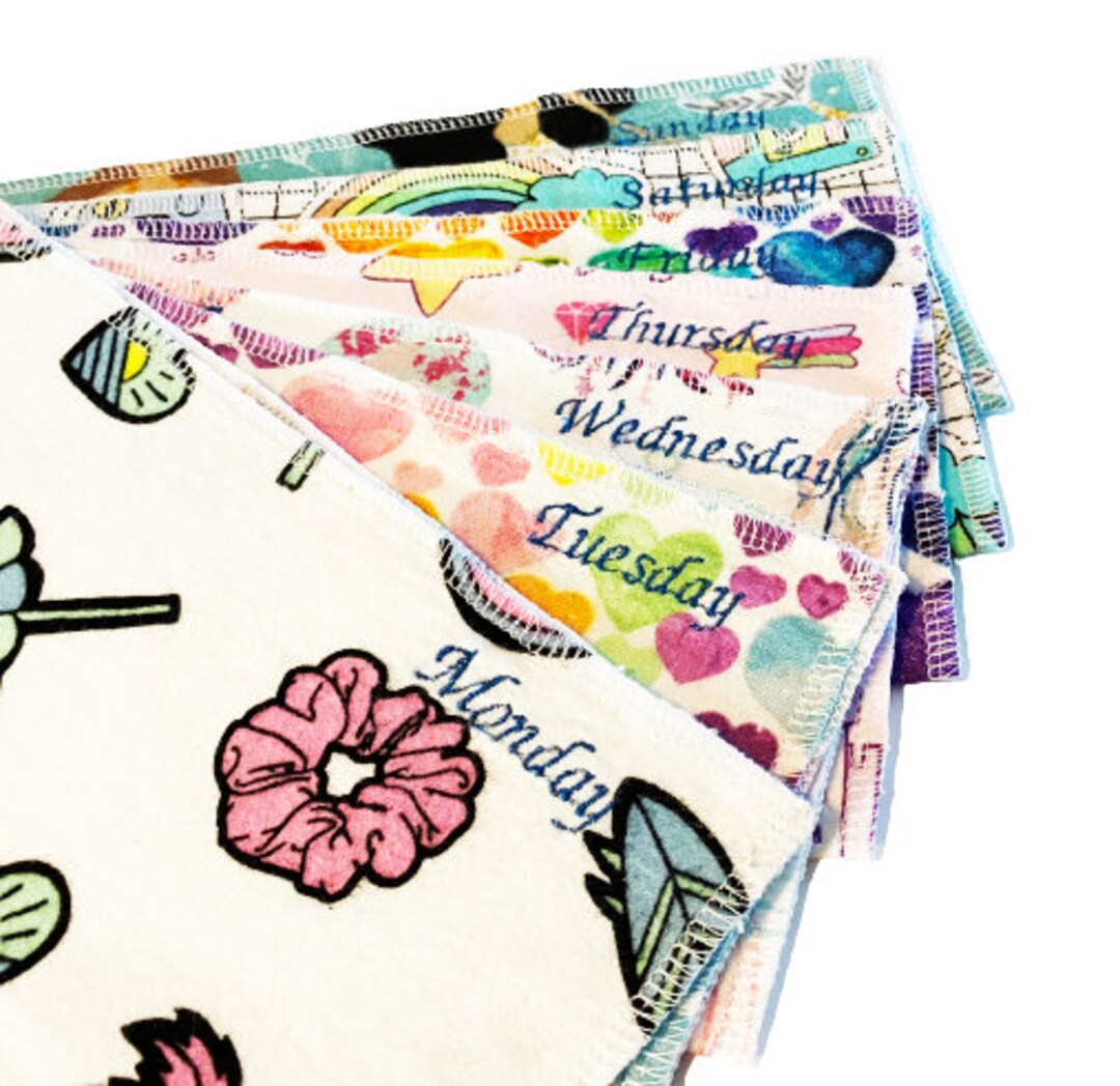 Days of the Week Handkerchiefs, Set of 7, Girls Handkerchiefs ...