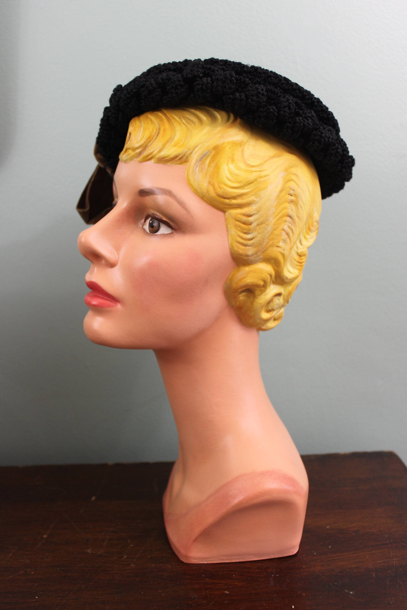 Milgrim Tam Hat Vintage 1950s Beret Hat 50s Black Corde - Etsy