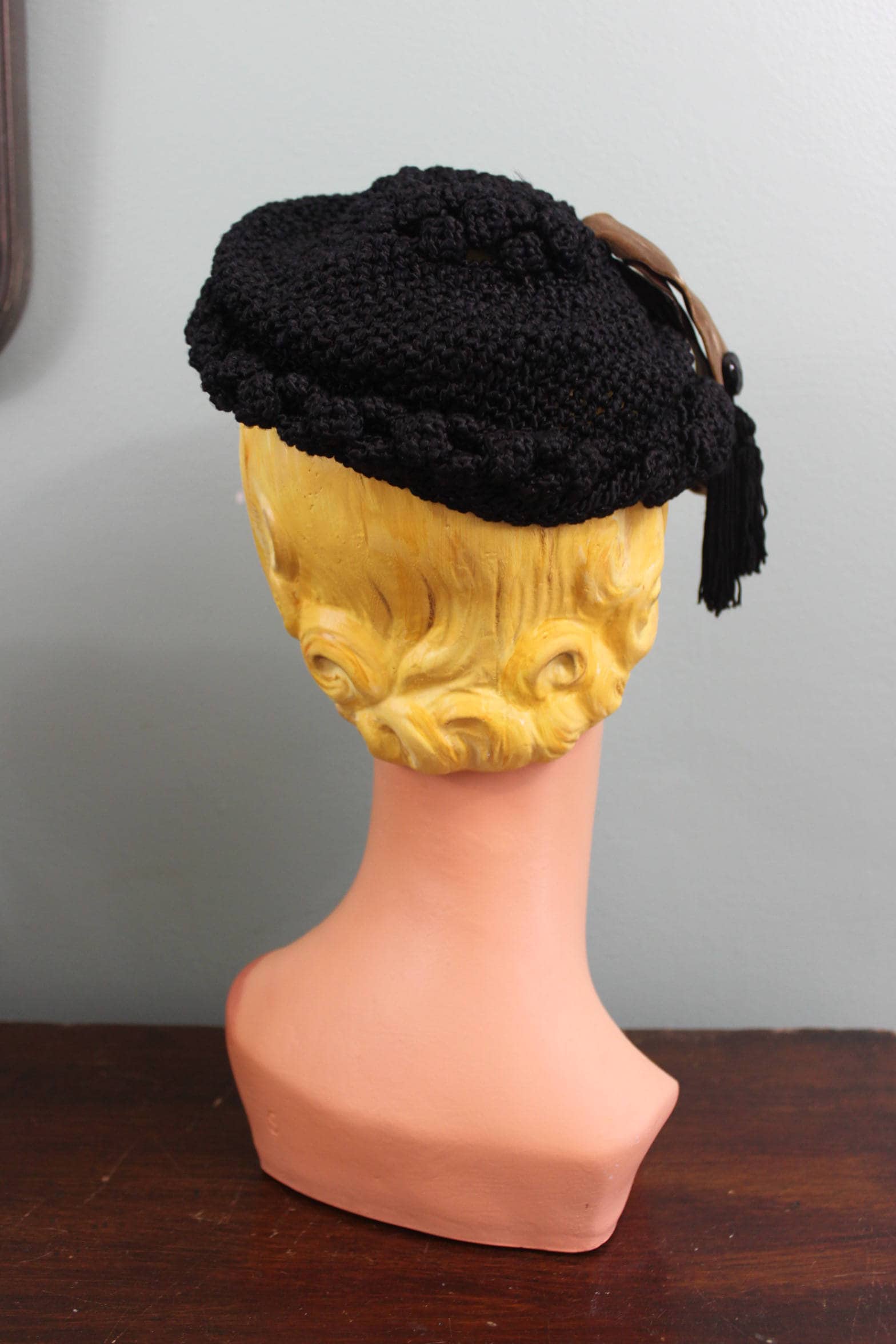 Milgrim Tam Hat | Vintage 1950s Beret Hat | 50s Black Corde Hat - Etsy