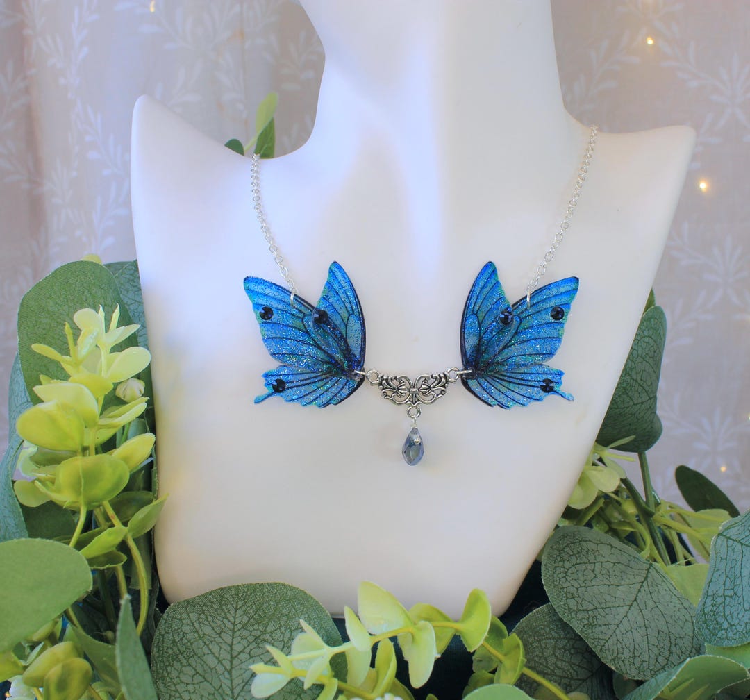 Baroque Fairy Wings Necklace Floral Blue Fairy, Fantastic, Fantasy, Art ...