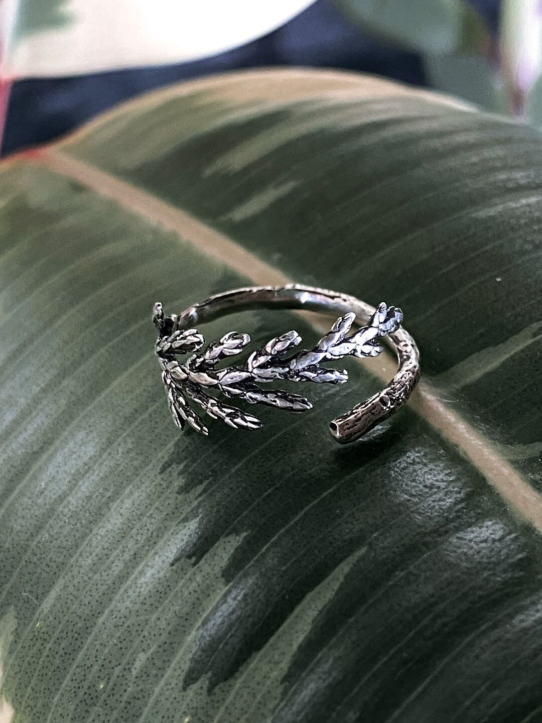Juniper Cedar Branch Sterling Silver Ring Nature Jewelry Cottagecore Ring Witchy Ring Woodland ...