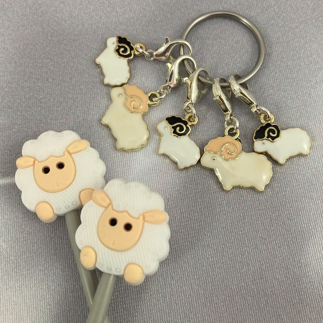 Sheep Knitting Gift Set Needle Stitch Stoppers or Savers. Markers ...