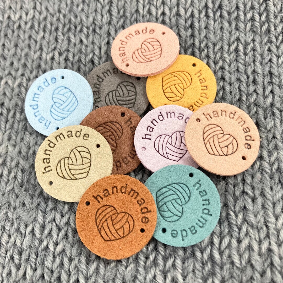 10 Round Ball of Yarn PU Pleather Faux Suede Labels “hand Made ...
