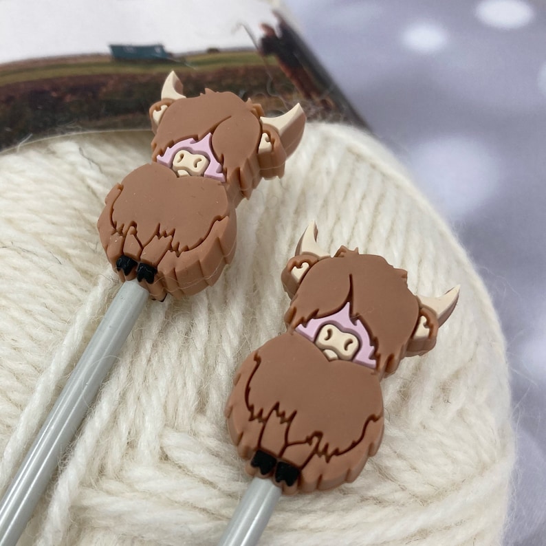 2 Highland Cow Embroidery Scissor Guards or Stoppers. Knitting Needle ...