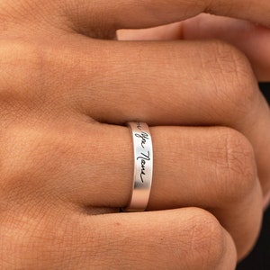 Actual Handwriting Ring | Signature Band Rings | Personalized ...
