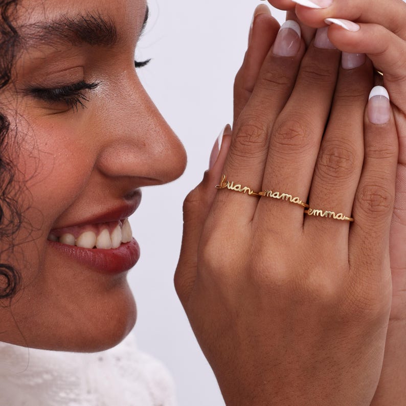 Custom Name Ring by Codeblue Jewelry | Personalized Stackable Names ...
