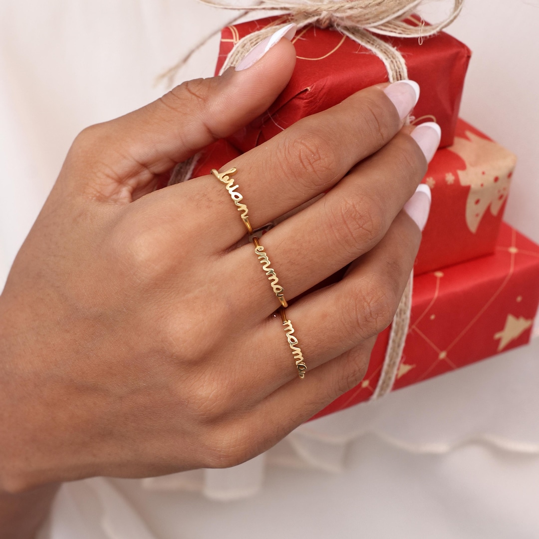 Custom Name Ring by Codeblue Jewelry | Personalized Stackable Names ...