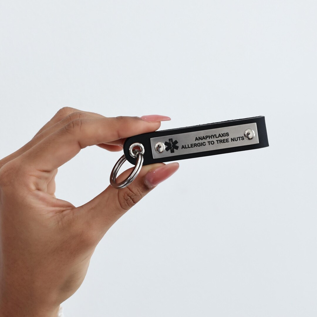 Dainty Medical ID Keychain | Medical Alert Leather Keychain ...