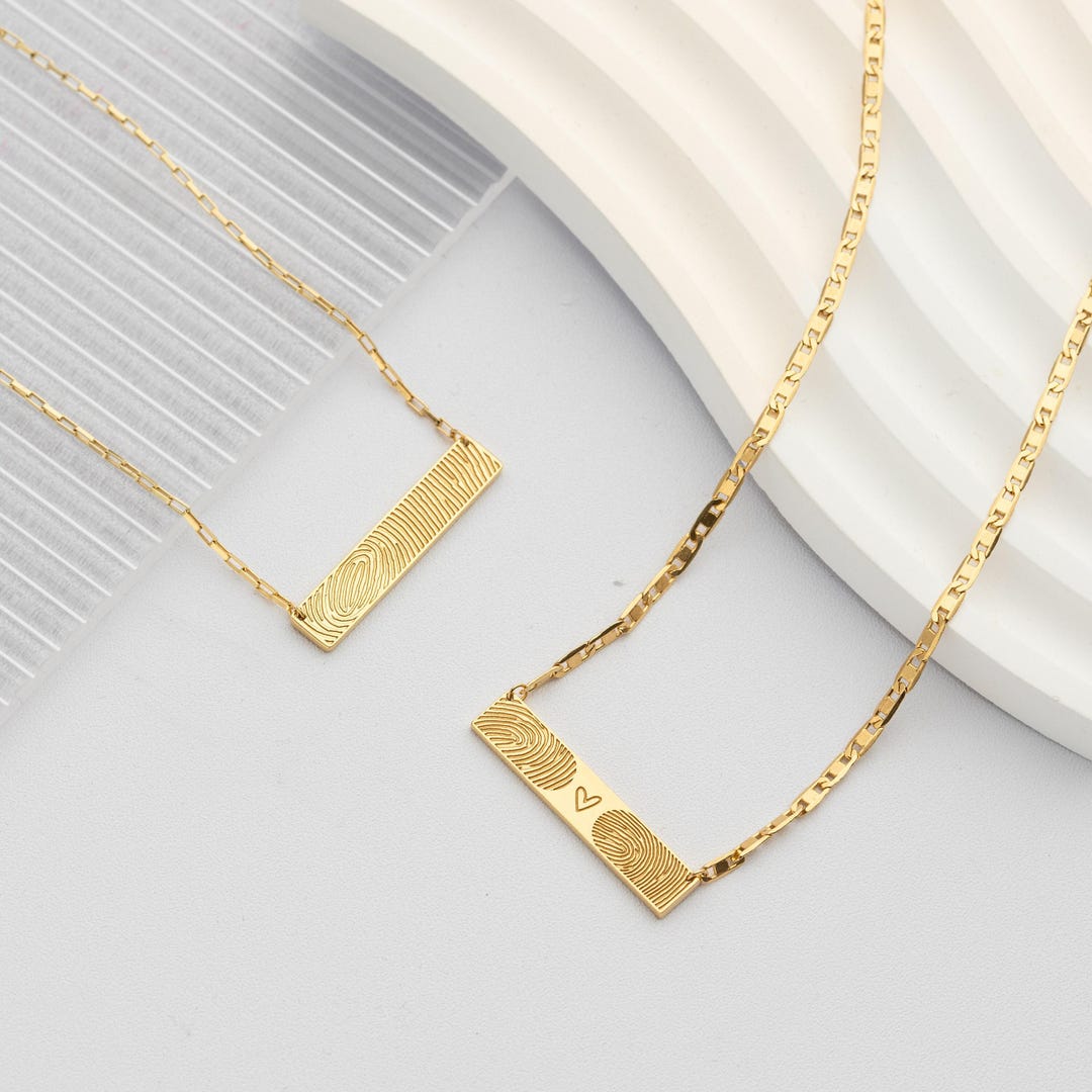 Horizontal Fingerprint Bar Necklace | Actual Print Necklaces ...