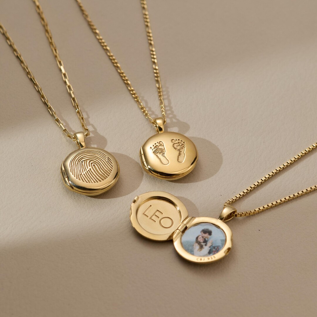 Fingerprint Locket Necklace Baby Footprint Baby Handprint Locket ...