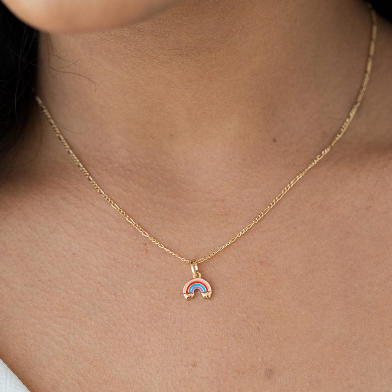 Over the Rainbow Necklace Colorful Enamel Pendant Dainty Charm Jewelry ...