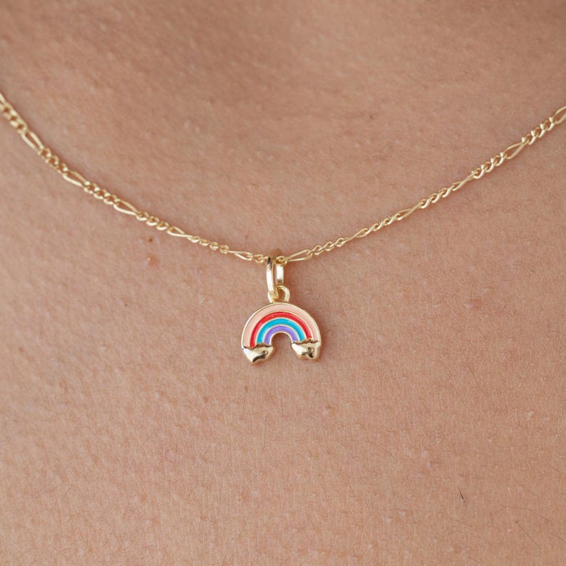 Over the Rainbow Necklace Colorful Enamel Pendant Dainty Charm Jewelry ...