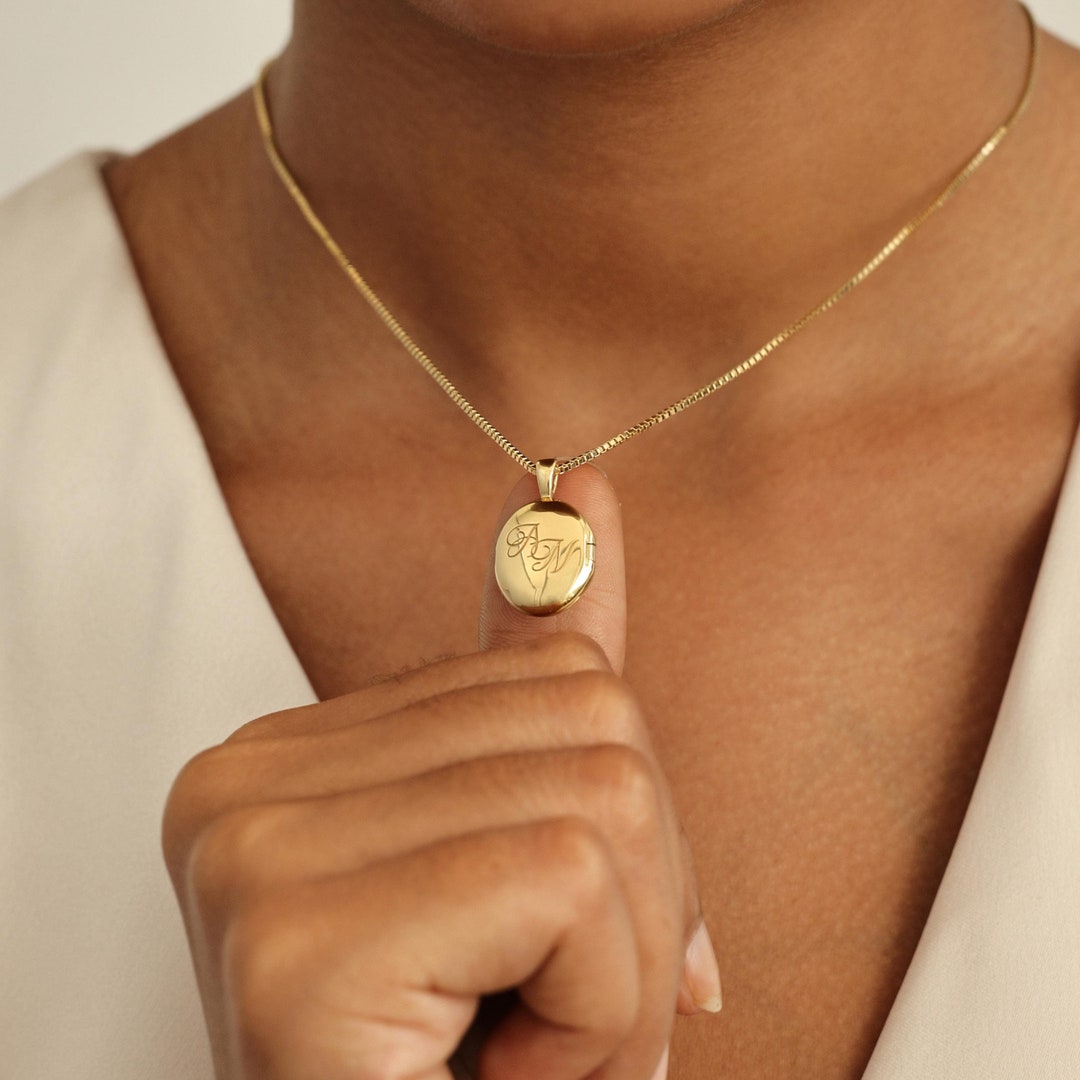 Custom Monogram Letters Locket Necklace by Codeblue Jewelry | Oval ...