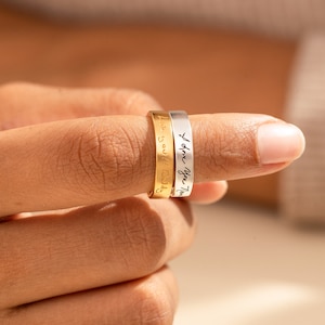Actual Handwriting Ring | Signature Band Rings | Personalized ...