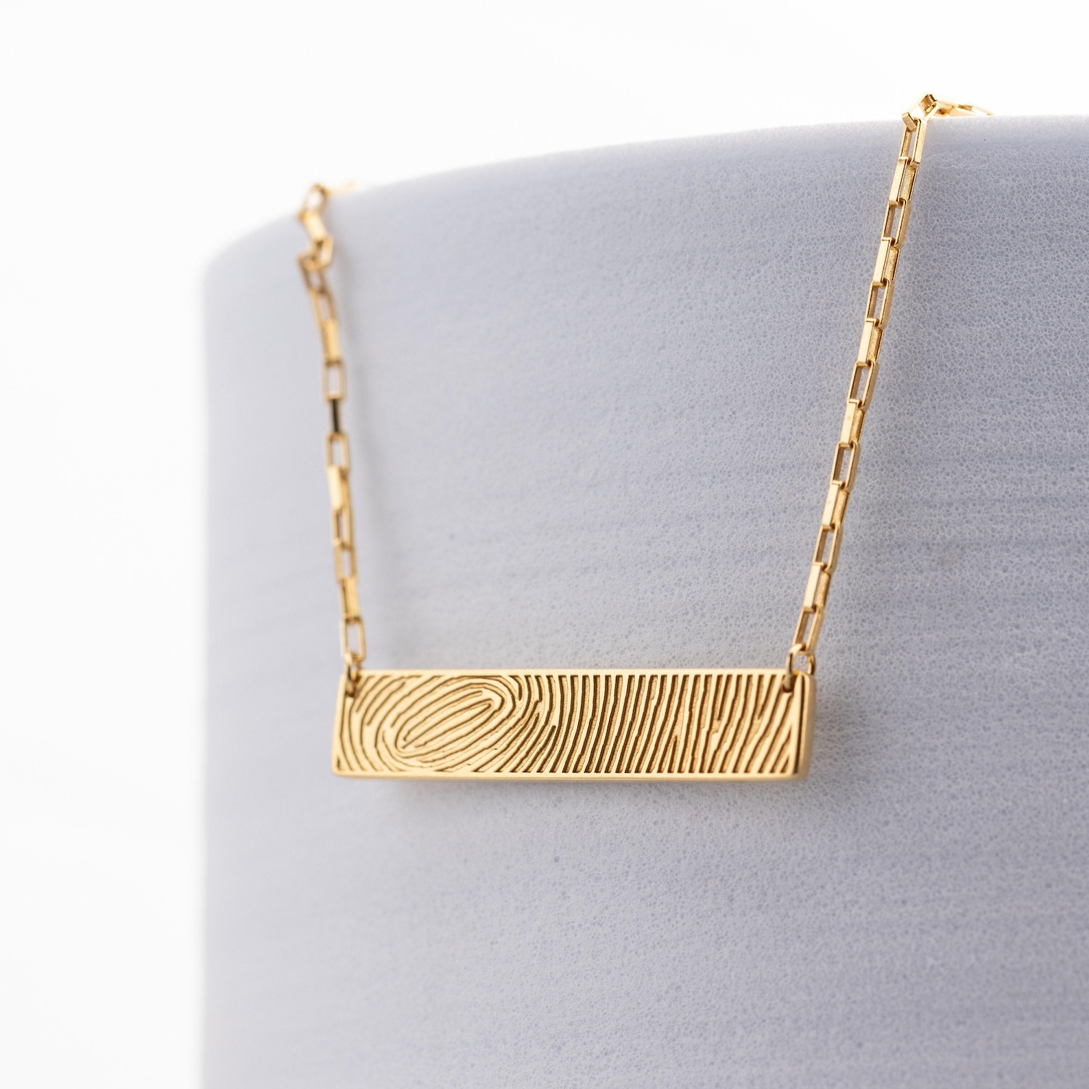 Horizontal Fingerprint Bar Necklace | Actual Print Necklaces ...