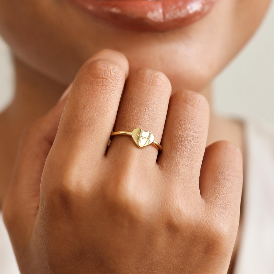 Actual Handwriting Ring | Mini Heart Ring | Memorial - Signature ...