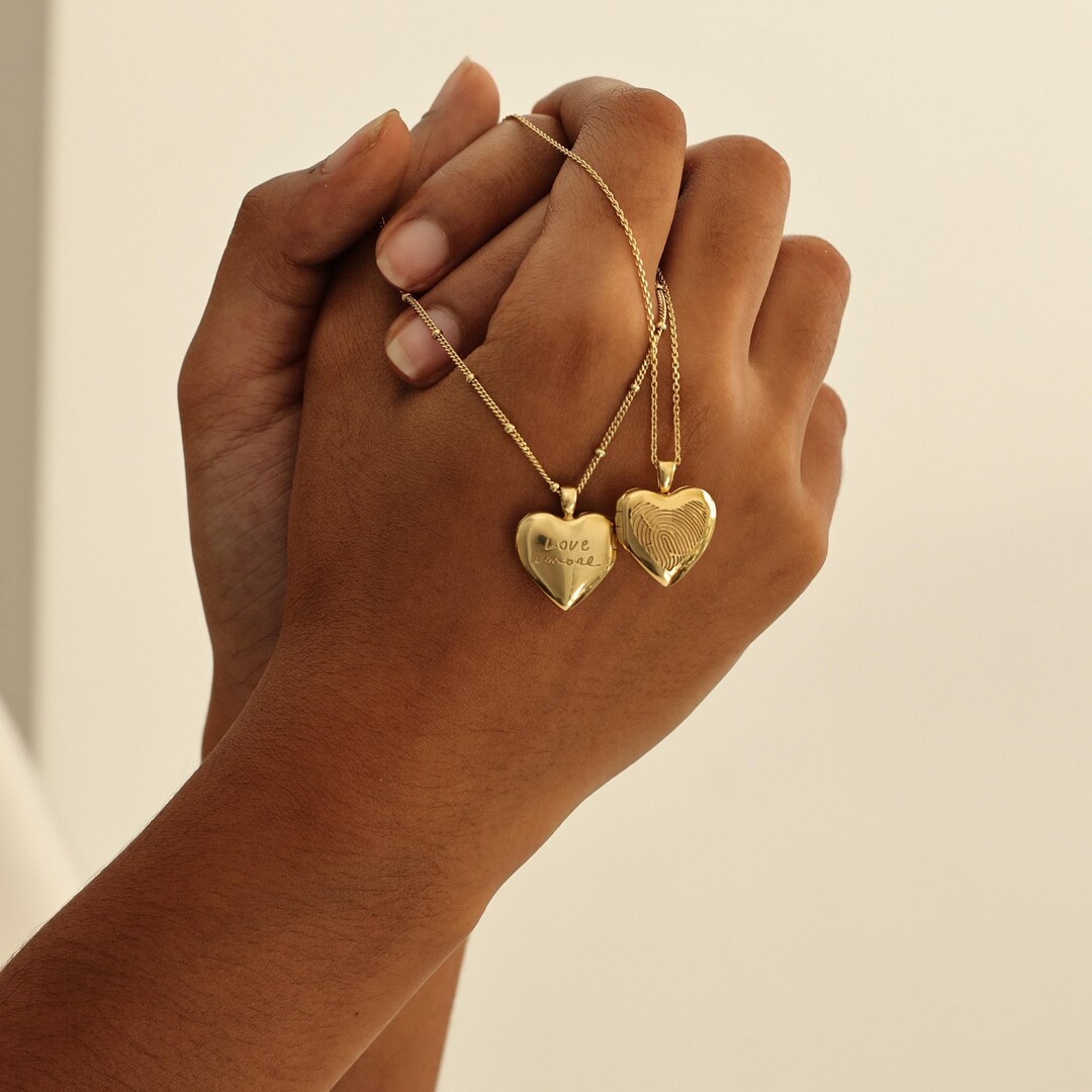 Fingerprint Handwriting Locket Necklace by Codeblue Jewelry Heart ...