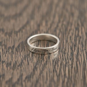 Actual Handwriting Ring | Signature Band Rings | Personalized ...