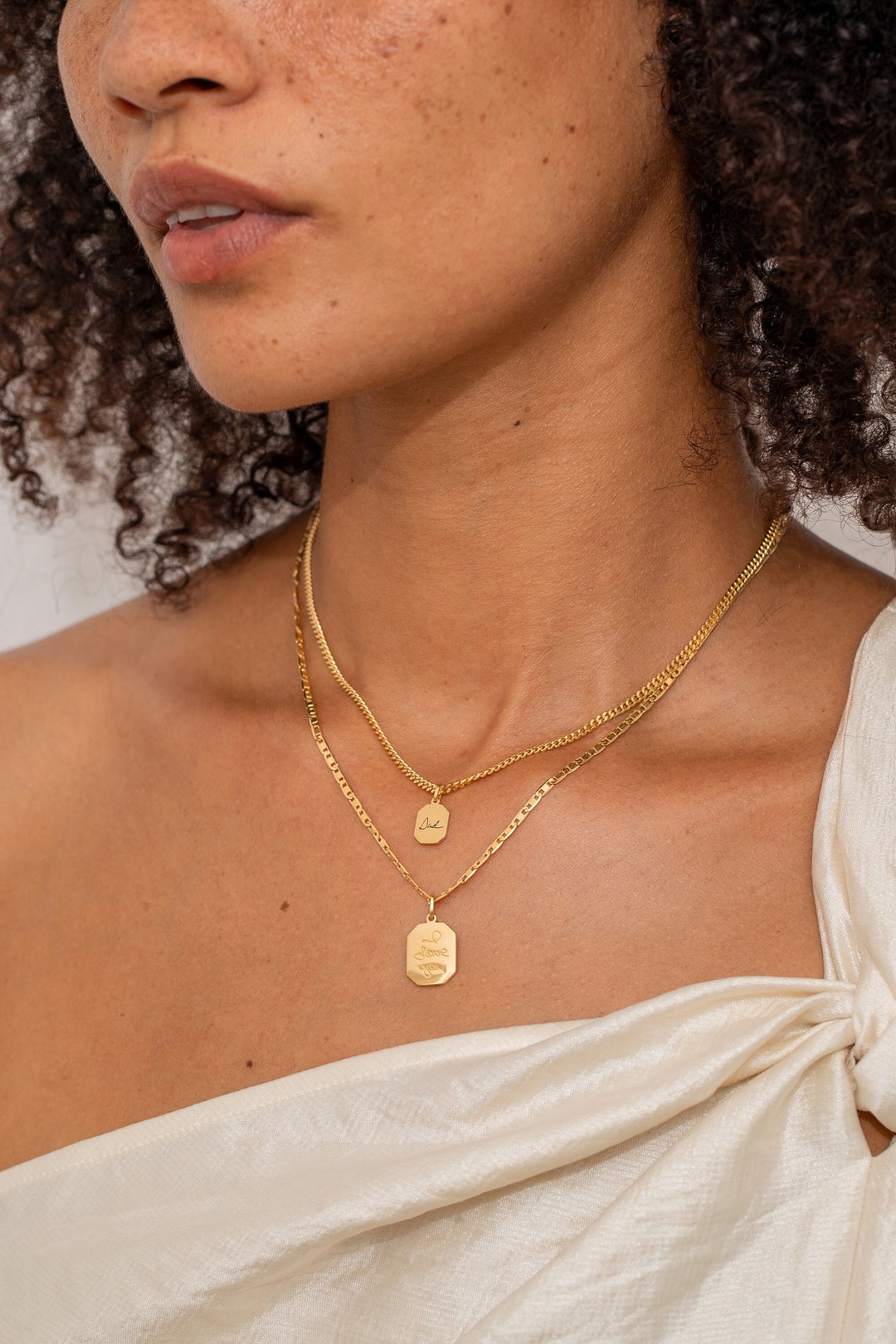 Custom Engraved Tag Necklace | Mini Tag Handwriting Necklace | Actual ...