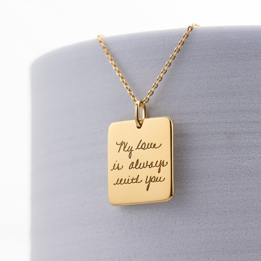 Large Rectangle Handwriting Necklace | Handwriting Necklace | Rectangle ...