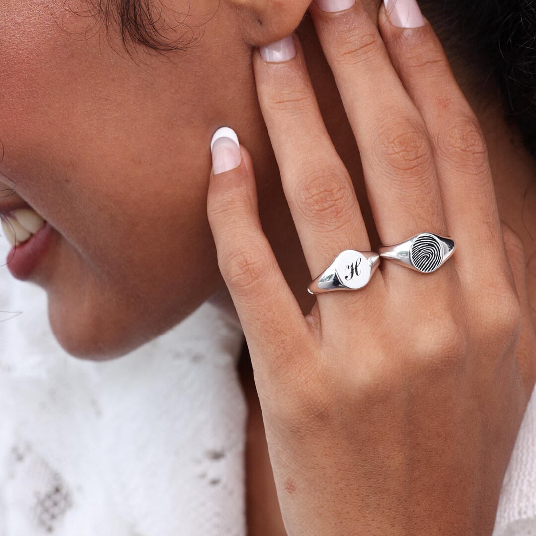 Fingerprint Ring | Fingerprint Signet Ring | Gift for Her | Dainty ...