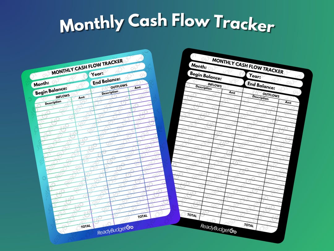Monthly Cash Flow Tracker Worksheet Cash Planning Budgeting Income ...