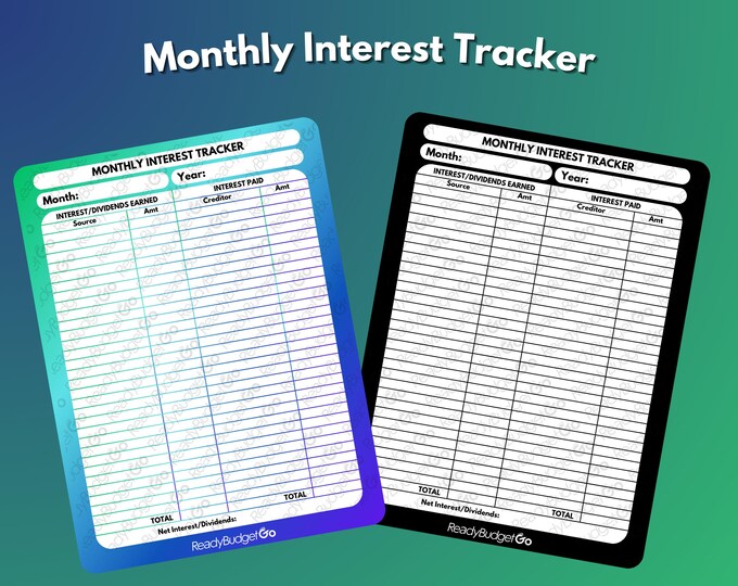Monthly Interest Tracker Worksheet Cash Planning Budgeting Income ...