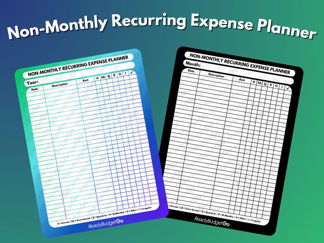 Non-monthly Recurring Expense Planner Worksheet Tracker Cash Planning ...