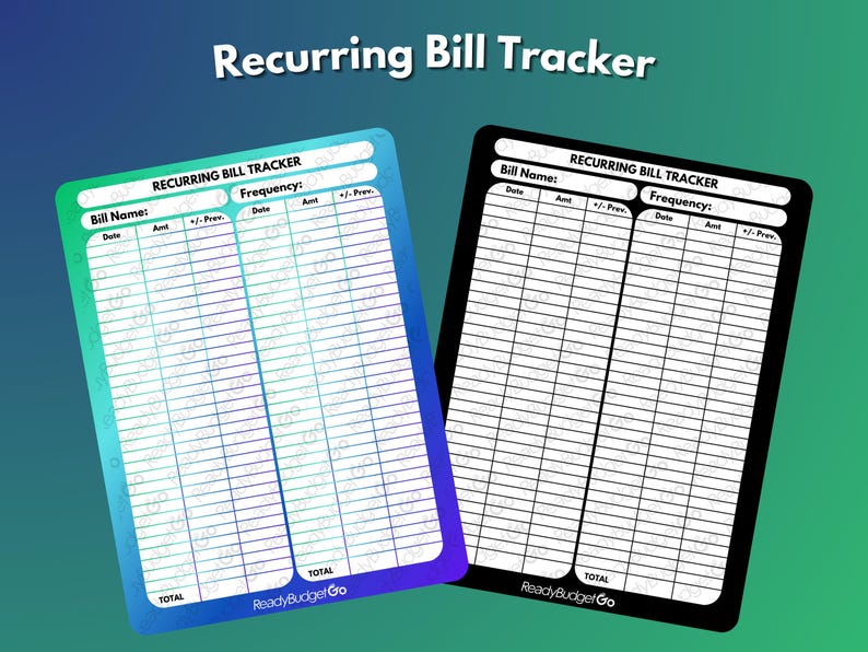 Recurring Bill Tracker Worksheet Cash Planning Budgeting Income ...