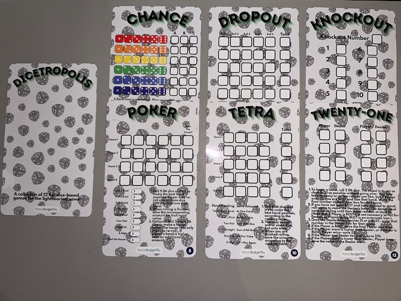 DICETROPOLIS 12 Dice Savings Challenge Games Bundle D6 Gamification Fun ...